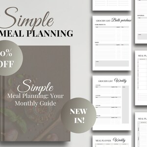 Simple Monthly and Weekly Meal Planner Workbook Easy Meal Planning ...