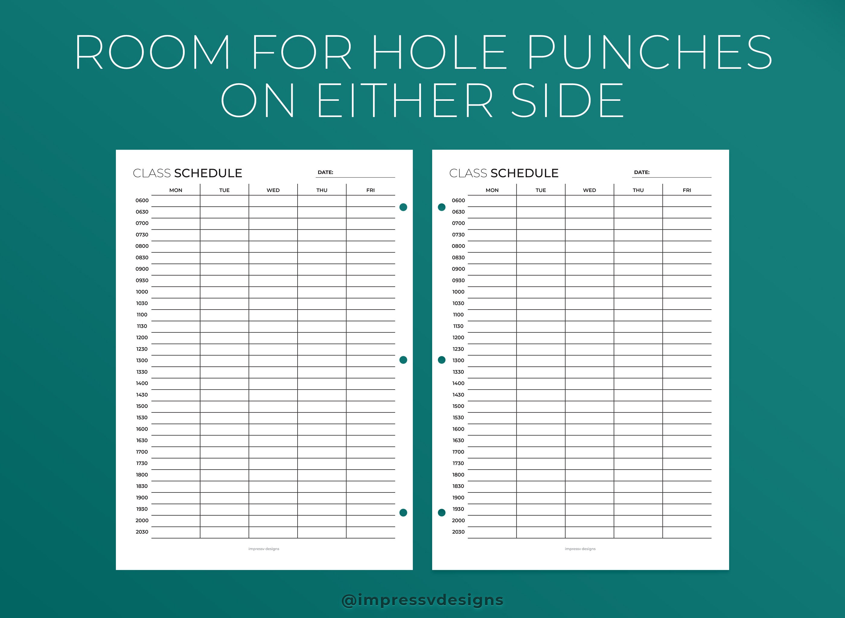 Class Schedule for Students Fillable & Printable Student Planner ...