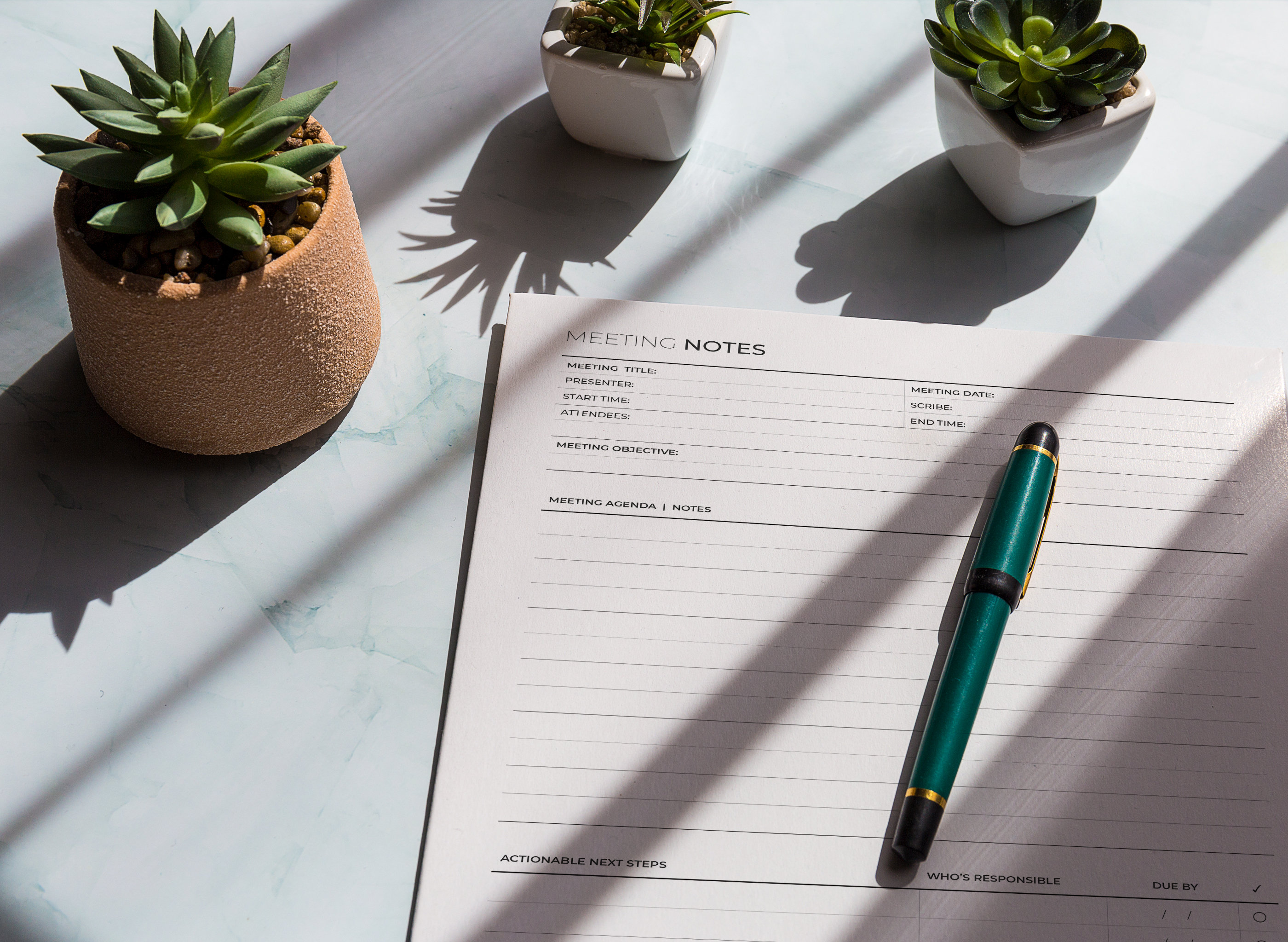 Meeting Notes Minimalist Printable Productivity PDF Template Planner ...