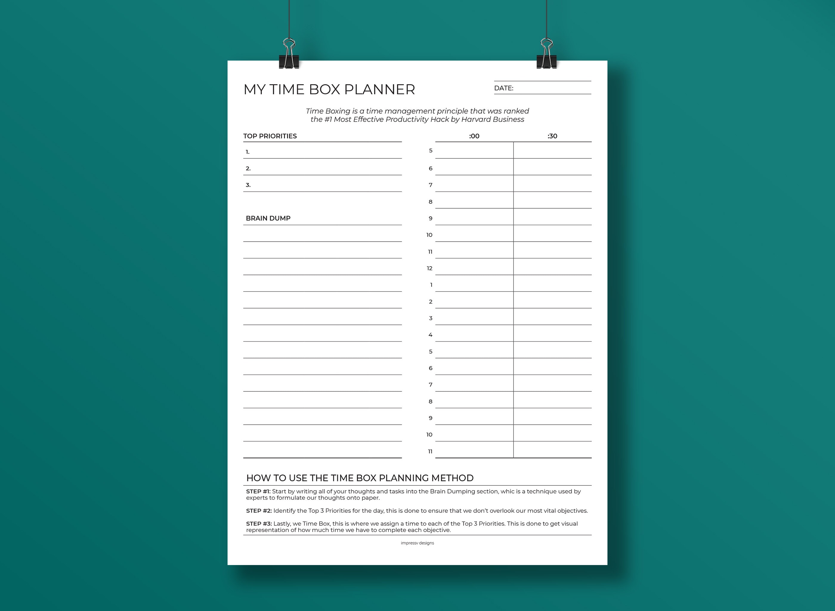 My Daily Timebox Planner Printable 1 Most Effective - Etsy