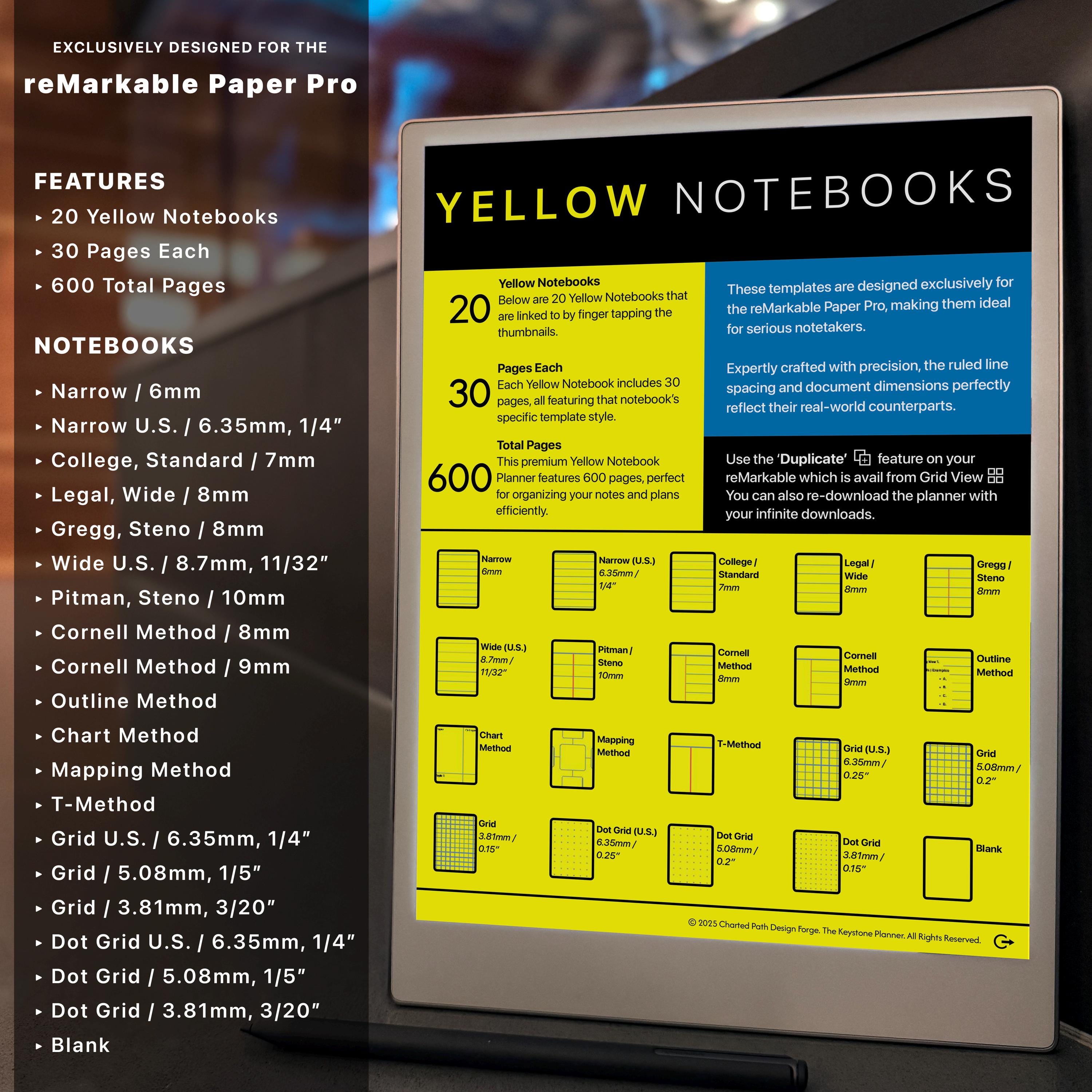 Yellow Notepad Bundle for Remarkable Paper Pro - 20 Premium Notebooks ...