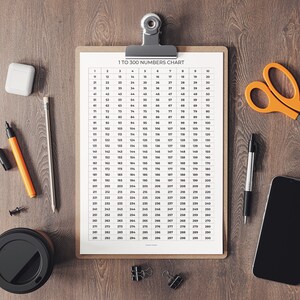 Printable 1 to 300 Number Chart ⦁ A4, A5, Half-letter, Letter Sizes ...