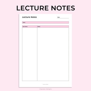 Lecture Notes Planner Template, Student Planner, Student Printable ...