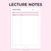 Lecture Notes Planner Template, Student Planner, Student Printable ...
