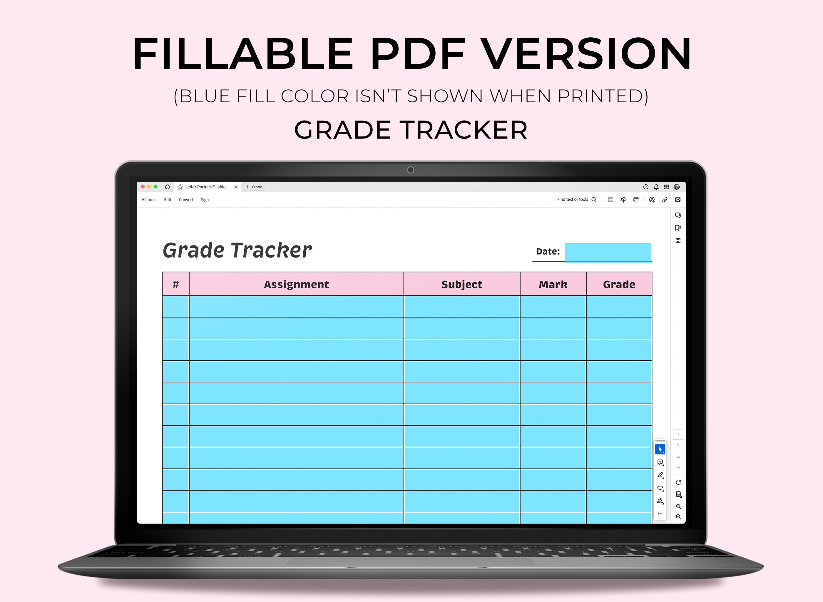 Grade Tracker Planner Template, Student Planner, Student Printable ...