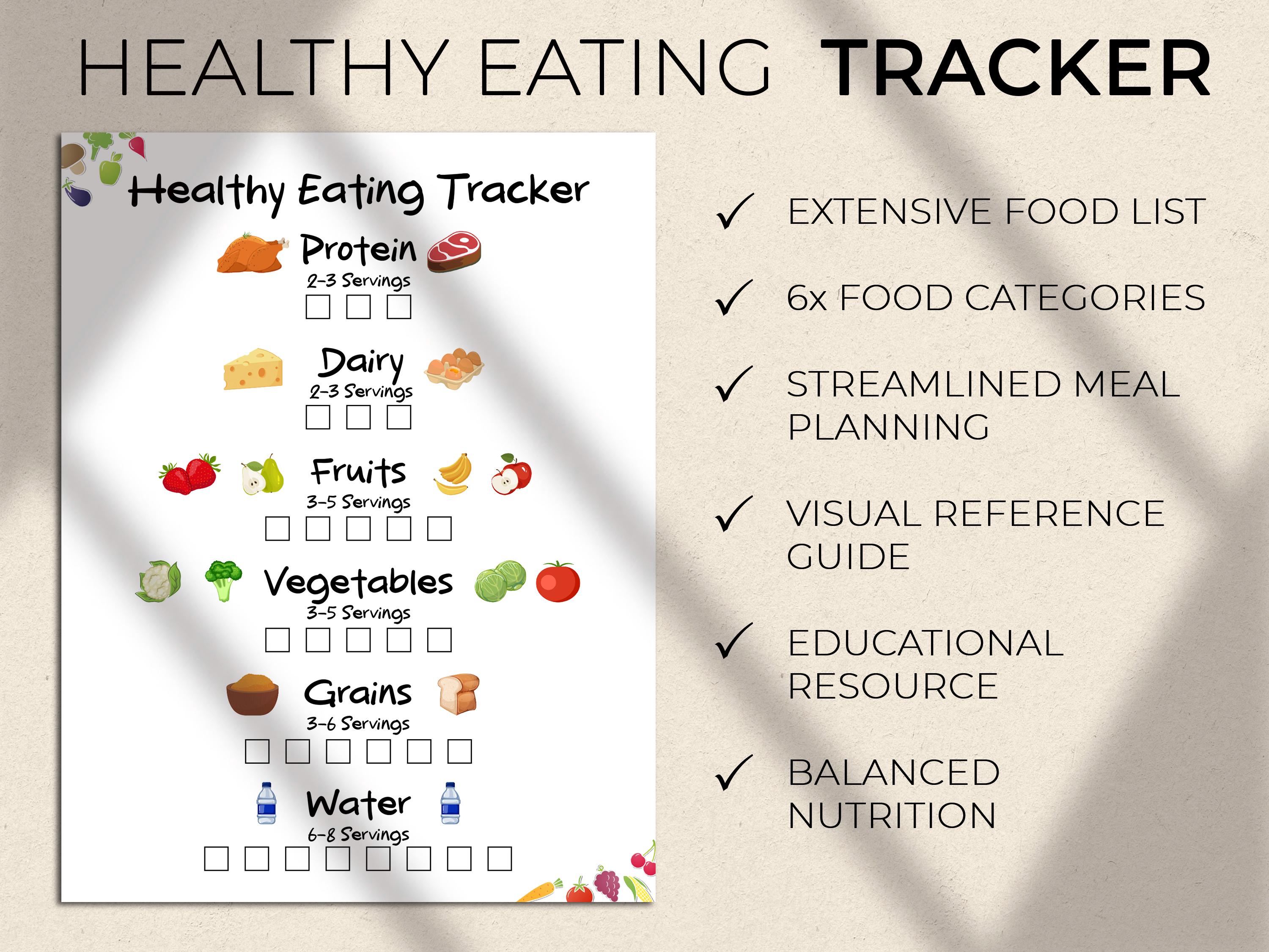 Kids Healthy Eating Tracker, Kids Food Chart, Healthy Eating Tracker ...