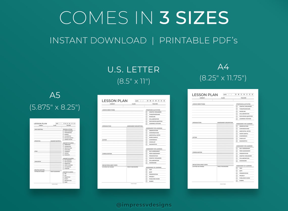 Printable Lesson Plan 02 A4, A5, Letter Minimalist Printable, Instant ...