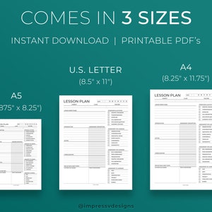 Printable Lesson Plan #02 ⦁ A4, A5, Letter ⦁ Minimalist Printable ...