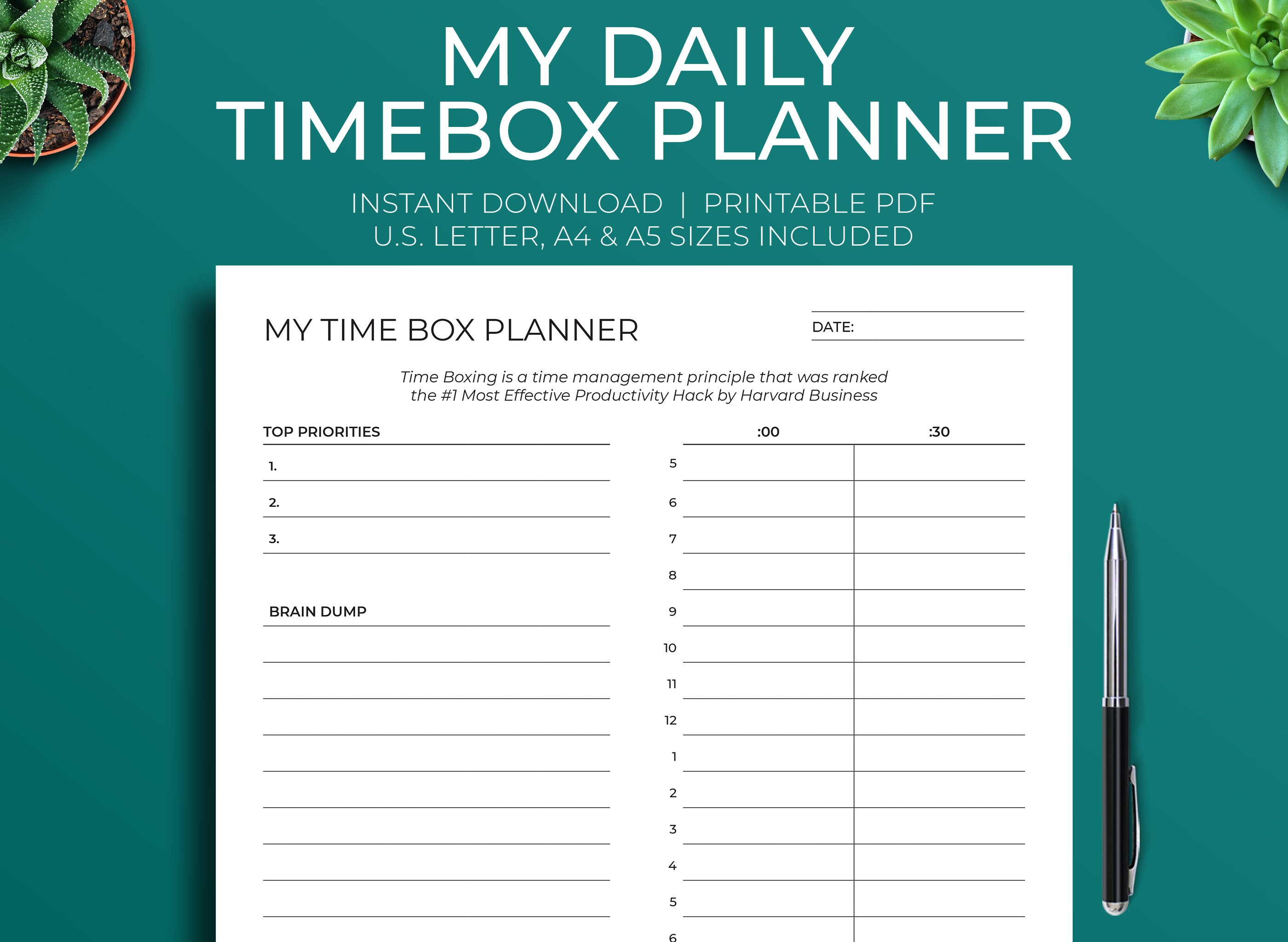 My Daily Timebox Planner Printable 1 Most Effective - Etsy