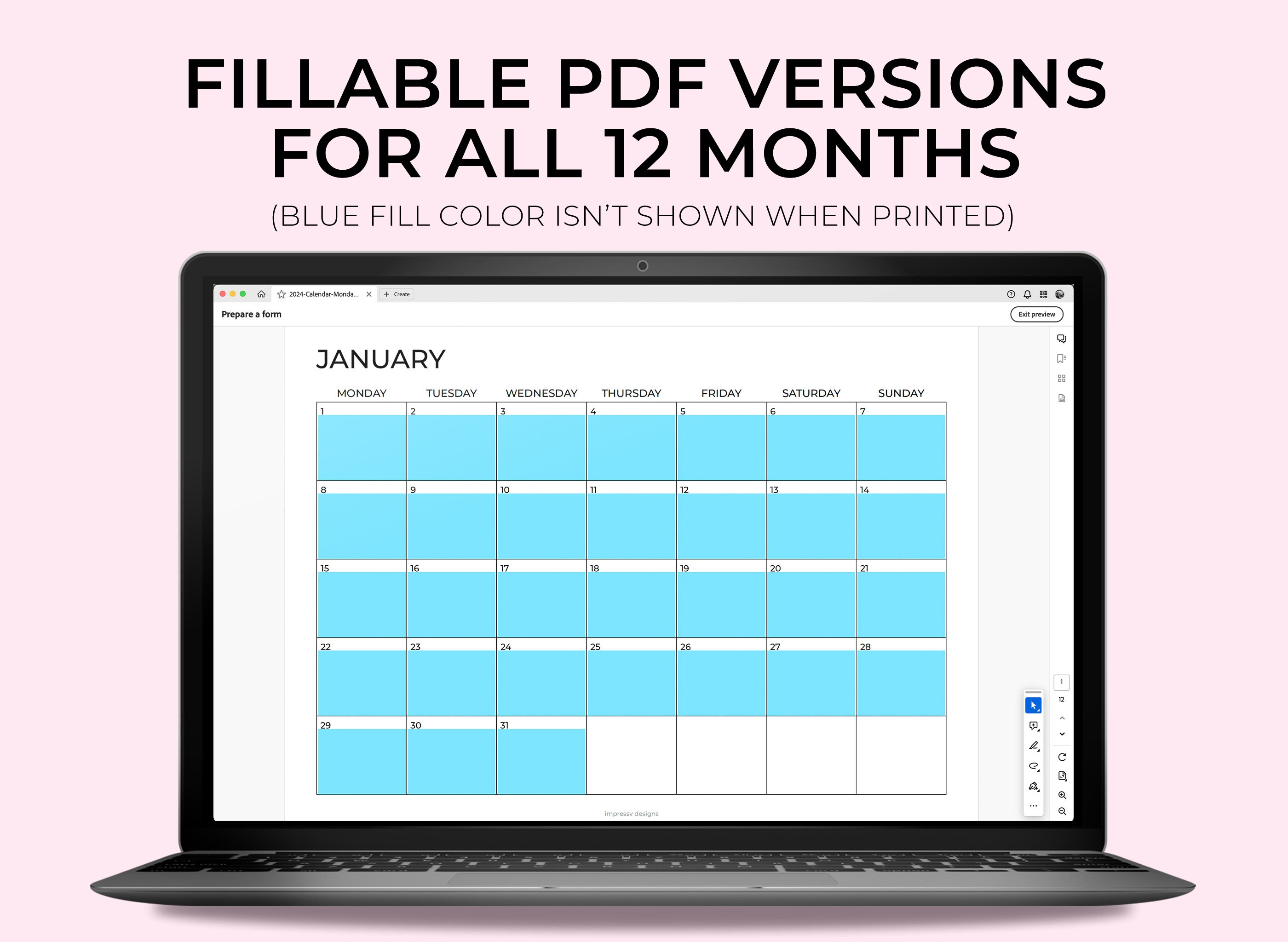 Minimalist 2024 Calendar, Digital Notepad Planner, Editable Planner ...