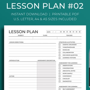 Printable Lesson Plan #02 ⦁ A4, A5, Letter ⦁ Minimalist Printable ...
