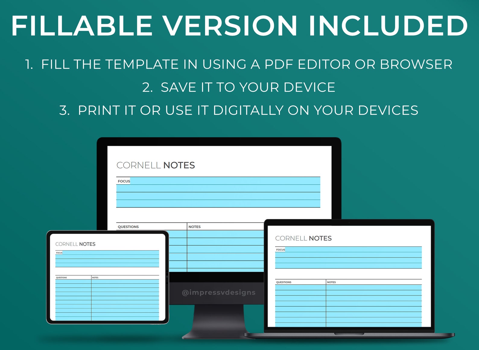 Editable & Printable Cornell Notes Template ⦁ Cornell Notes Method ...