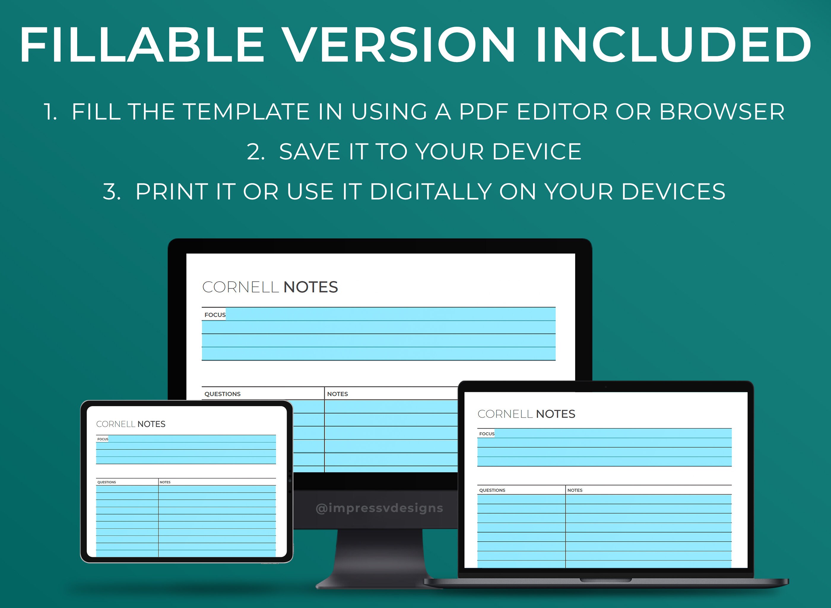 Editable & Printable Cornell Notes Template ⦁ Cornell Notes Method ...