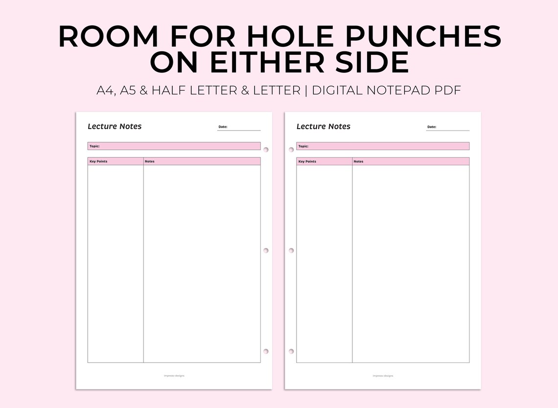 Lecture Notes Planner Template, Student Planner, Student Printable ...