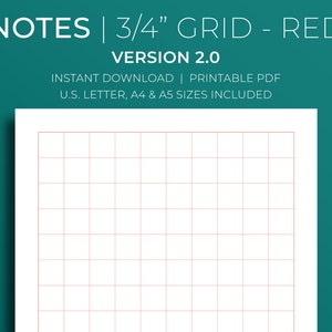 Printable Grid Paper, 3/4" Red Grid, Version 2.0 ⦁ Instant Download ...