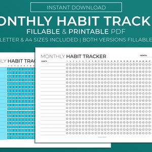 Monthly Habit Tracker Fillable & Printable Routine Planner - Etsy