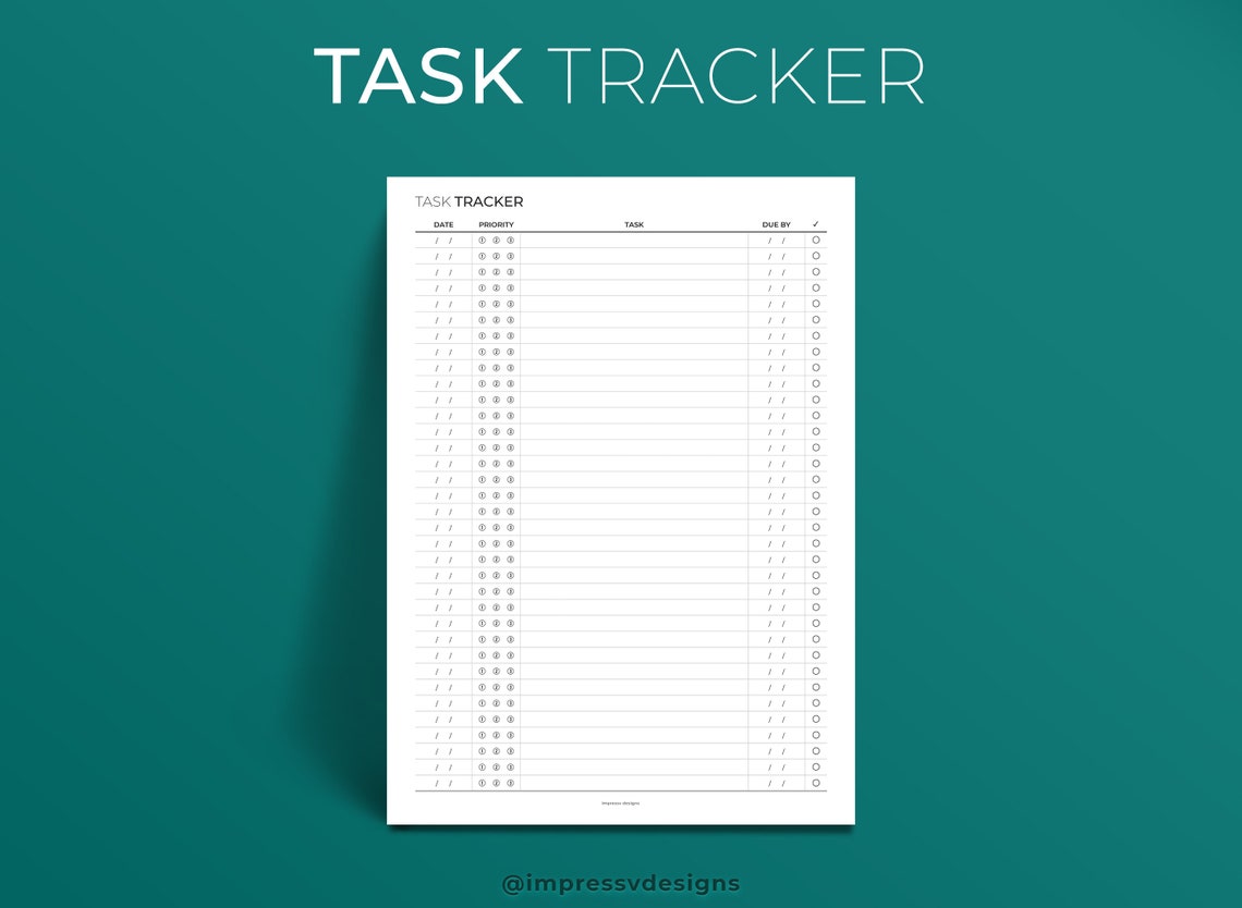 Task Tracker Minimalist Printable Productivity PDF Template - Etsy