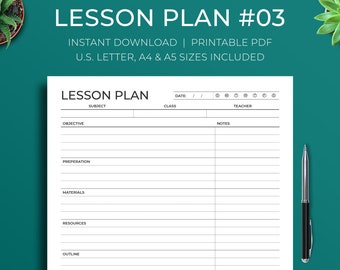 Printable Lesson Plan 02 A4 A5 Letter Minimalist | Etsy