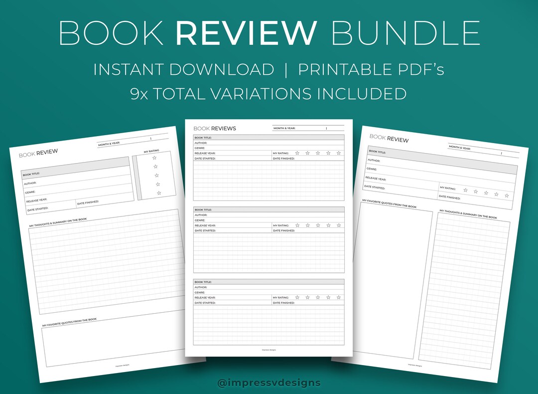 Book Review Bundle - Etsy