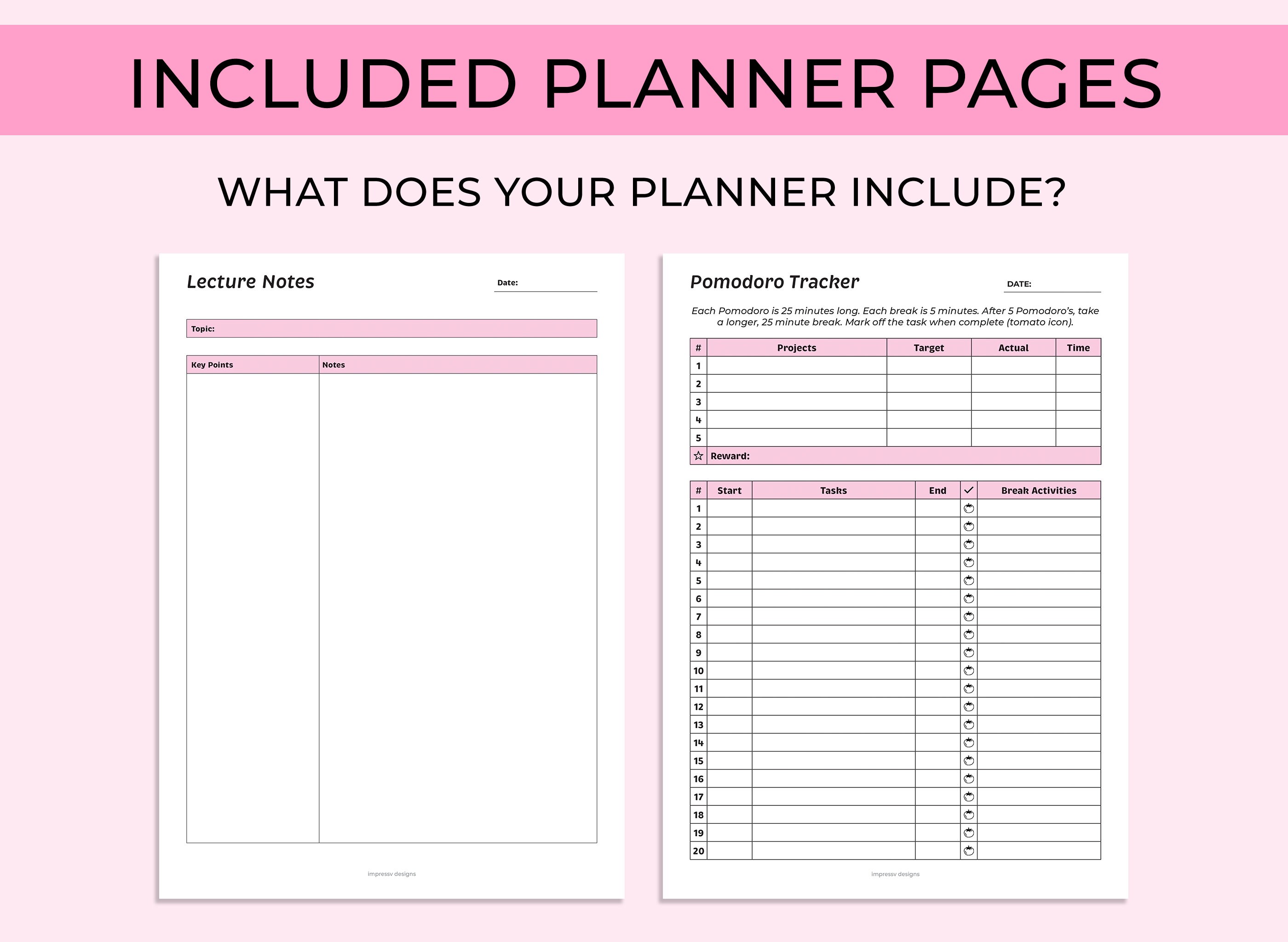 College Student Planner Bundle, Digital Notepad Bundle, Printable ...