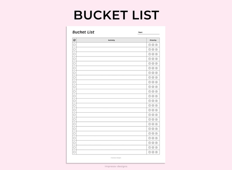 Bucket List, Digital Notepad Planner, Editable Goal Planner, Printable ...