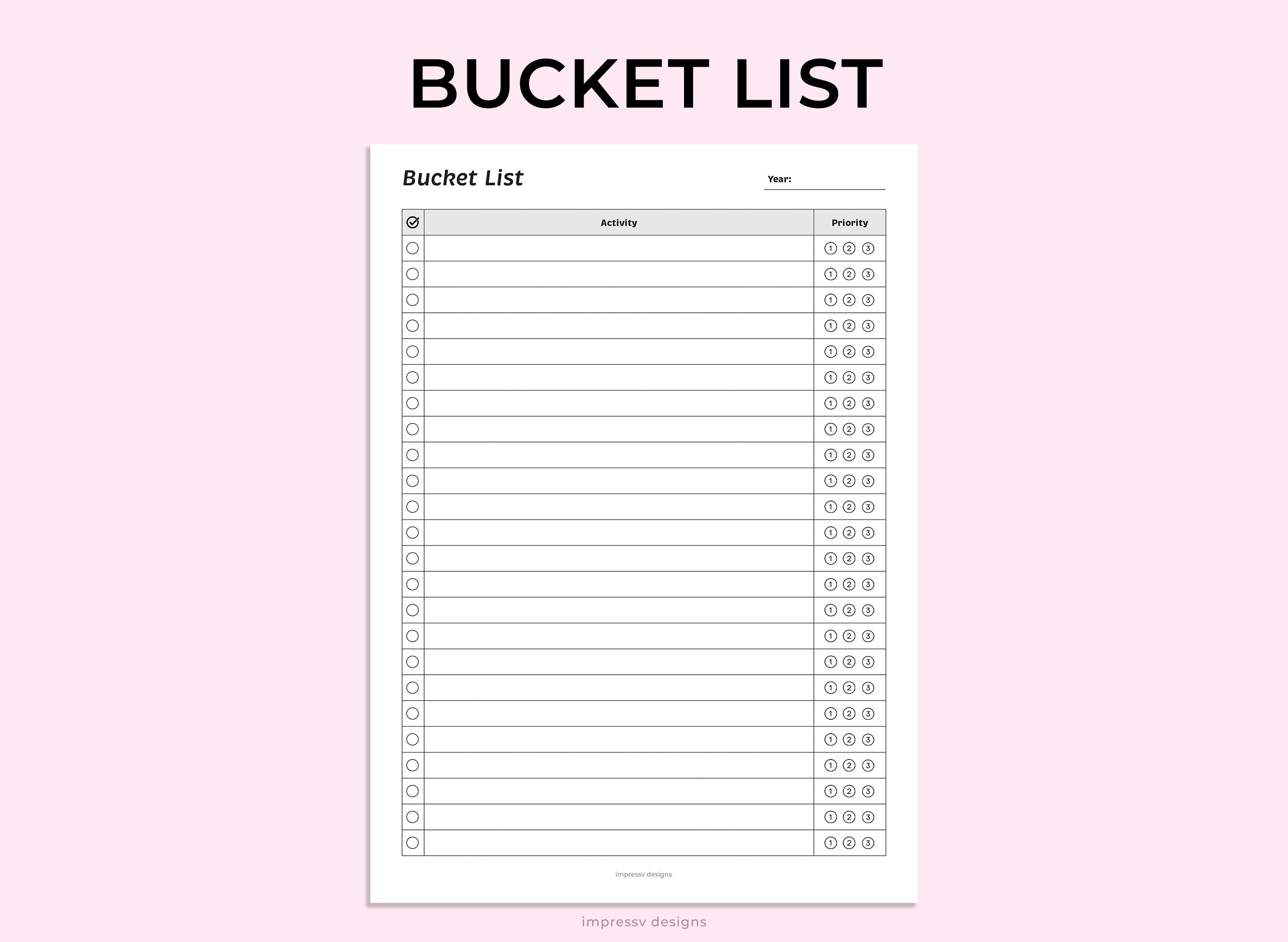 Bucket List, Digital Notepad Planner, Editable Goal Planner, Printable & Fillable Planner, Goal ...