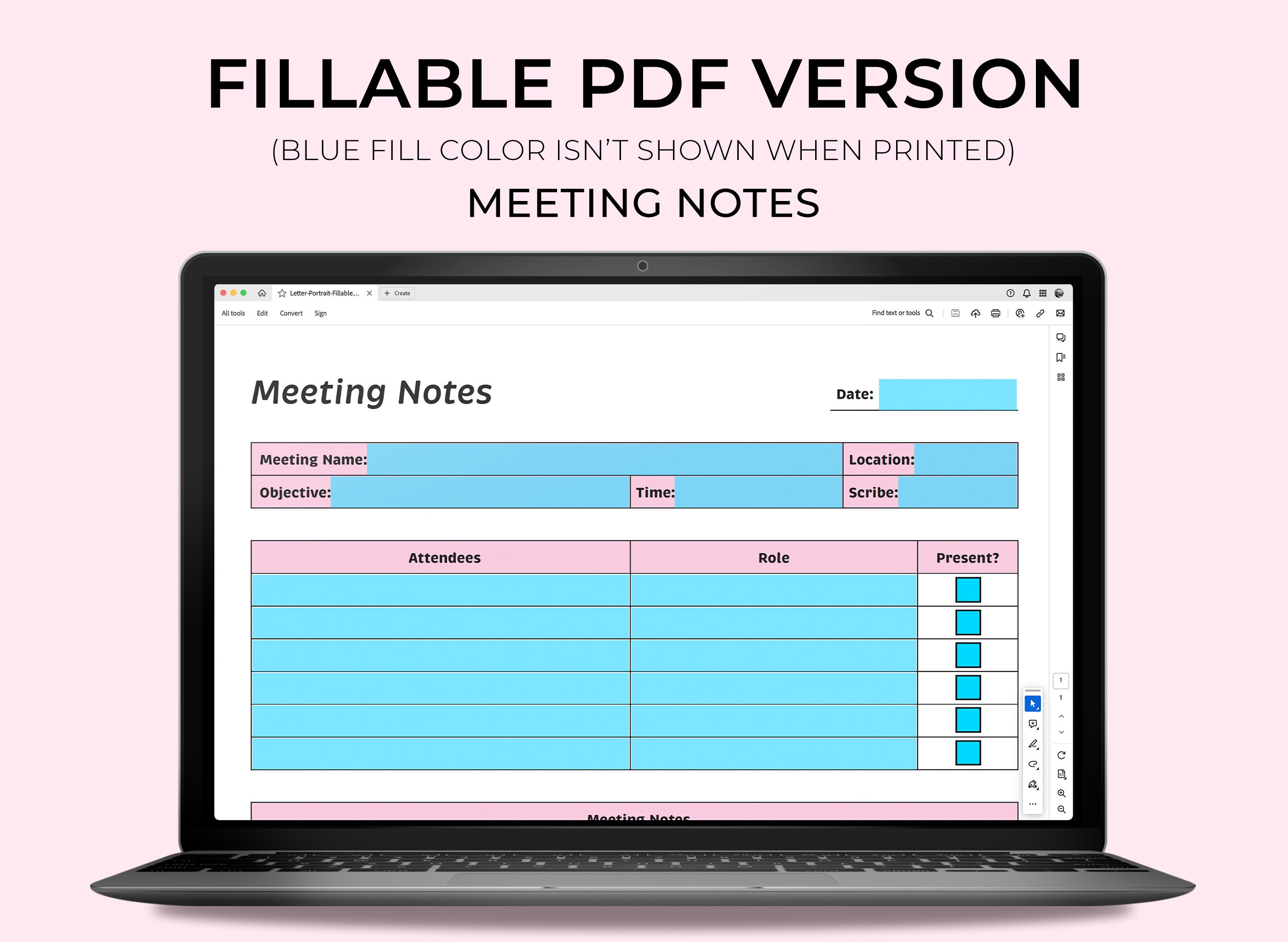 Meeting Notes Planner Template, Student Planner, Student Printable ...