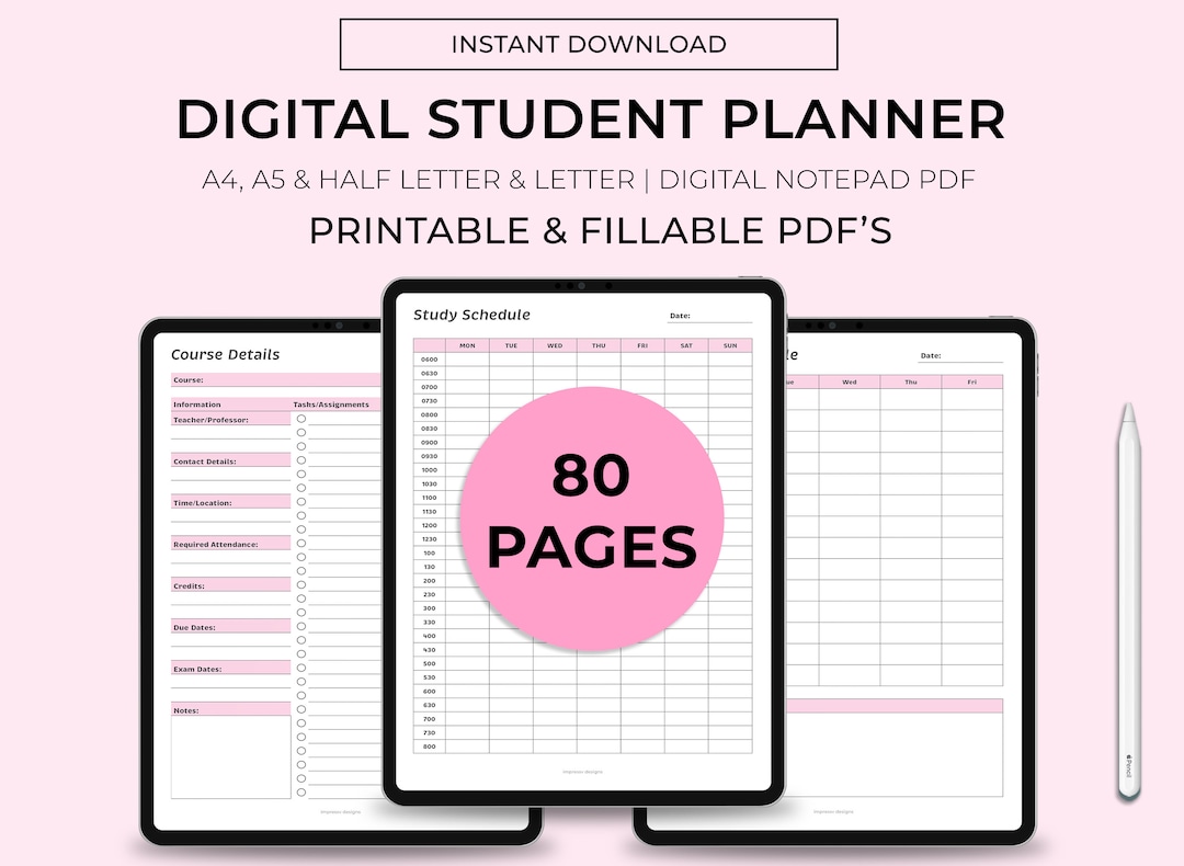 Digital Student Planner Bundle, Digital Notepad Bundle, Printable ...