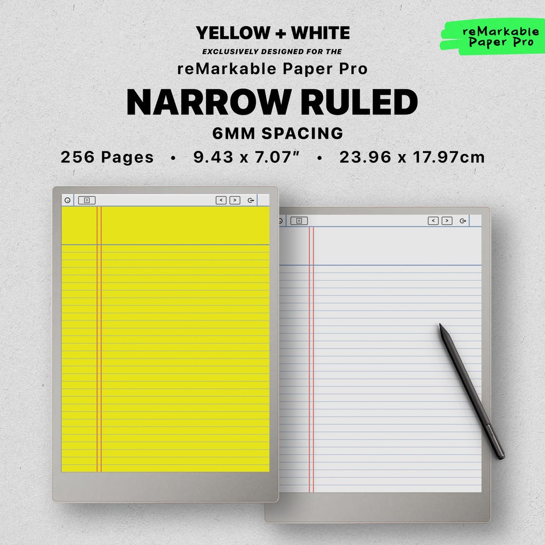 Narrow Ruled Notebooks for Remarkable Paper Pro, 6mm Lined Spacing, 256 ...