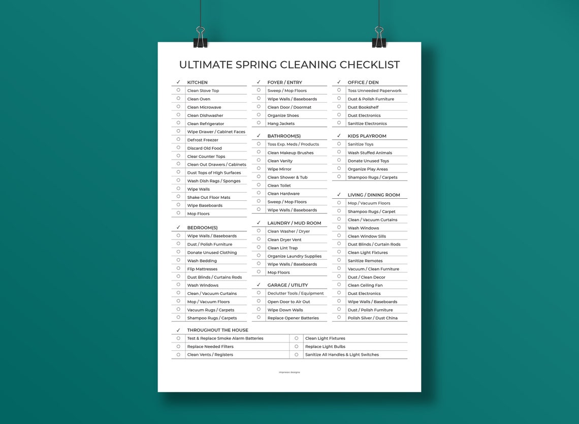 Ultimate Spring Cleaning Checklist Household Printable PDF Planner PDF ...