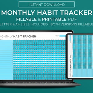 Monthly Habit Tracker Fillable & Printable Routine Planner - Etsy