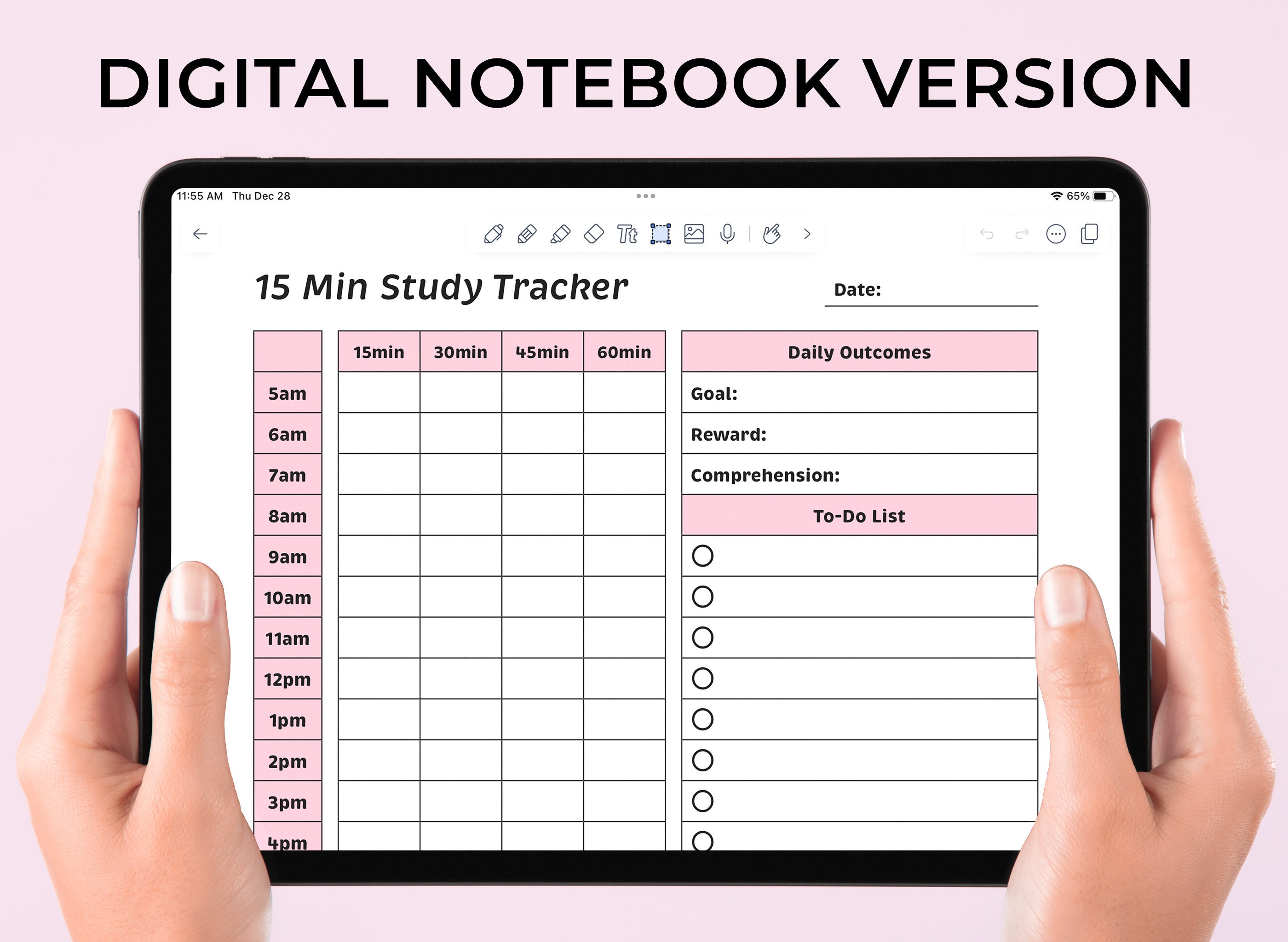 15 Min Study Tracker, Student Planner, Student Planner Printable, Desk ...