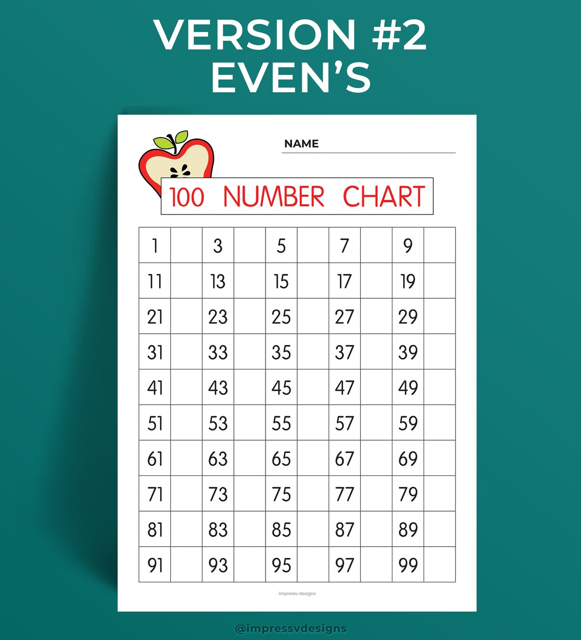 Printable 1 to 100 Number Chart Bundle A4 & Letter Sizes Blank, Filled ...