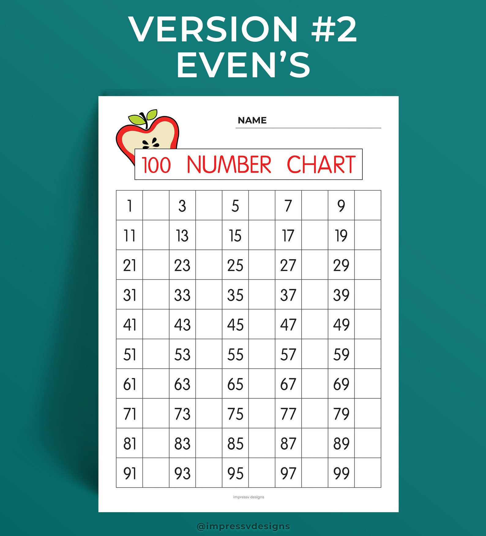 Printable 1 to 100 Number Chart Bundle A4 & Letter Sizes Blank, Filled ...