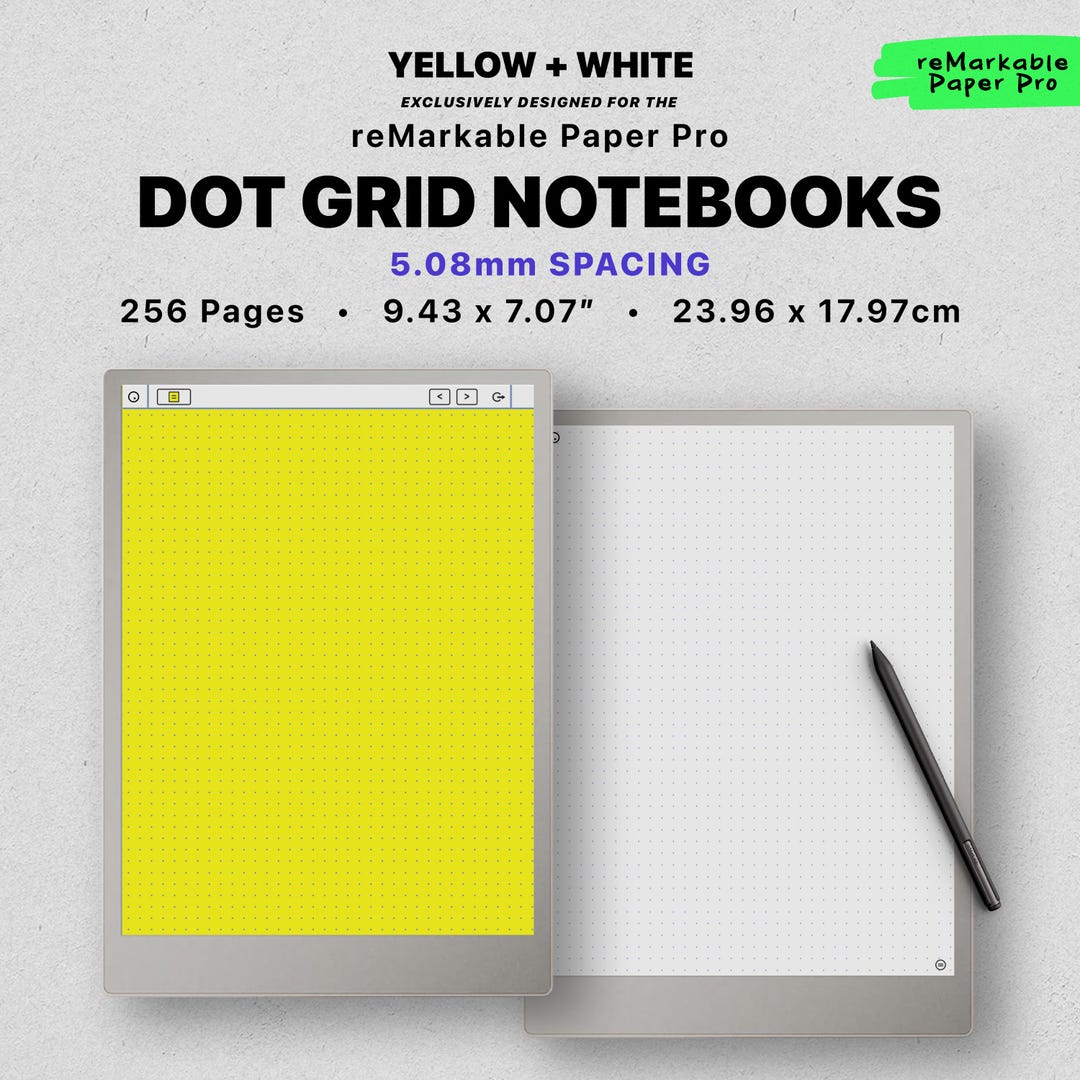 Large Dot Grid Notebooks for Remarkable Paper Pro, Large Dot Graph, 256 ...