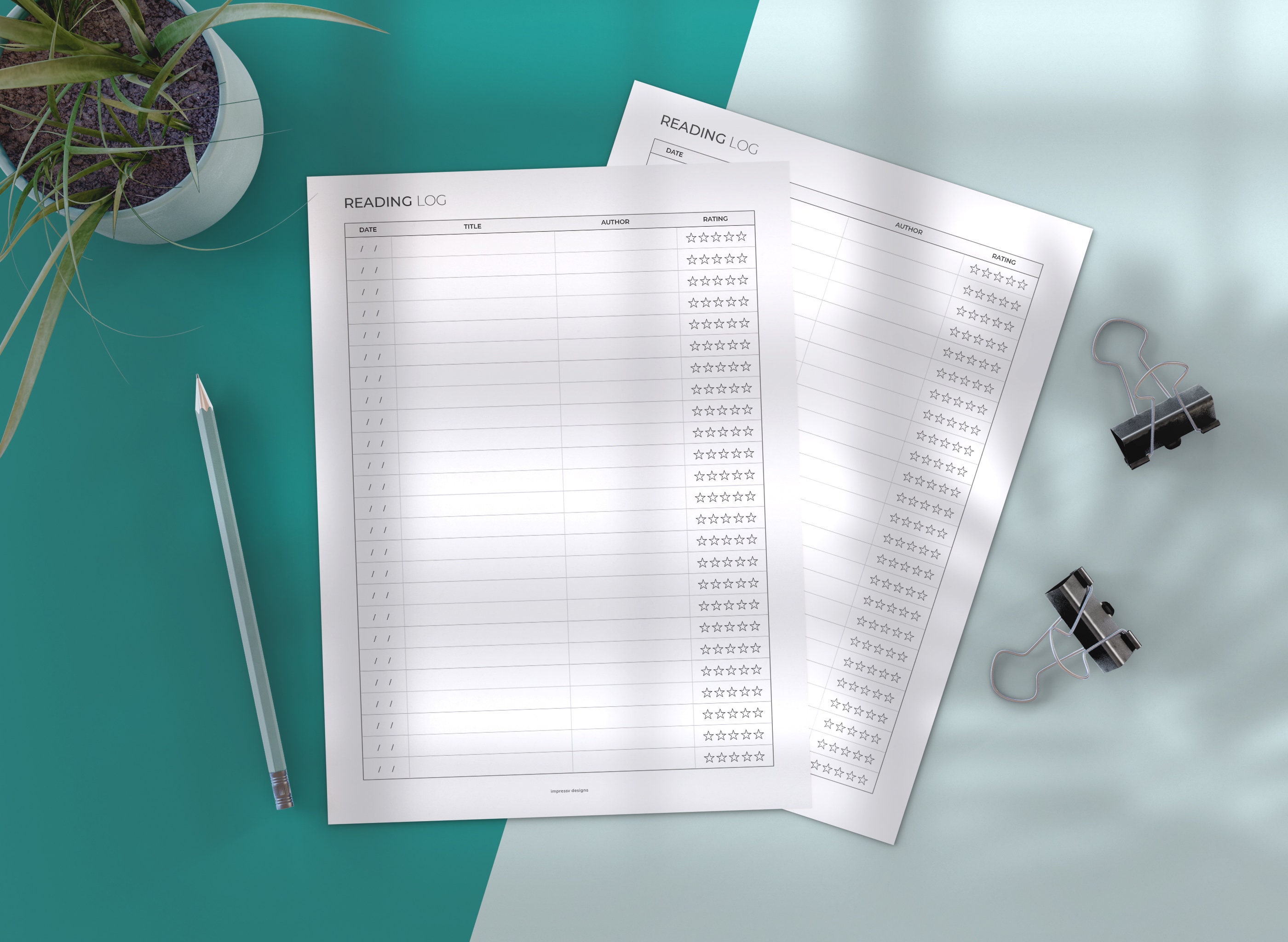 Reading Log Minimalist Printable Productivity PDF Template Planner ...