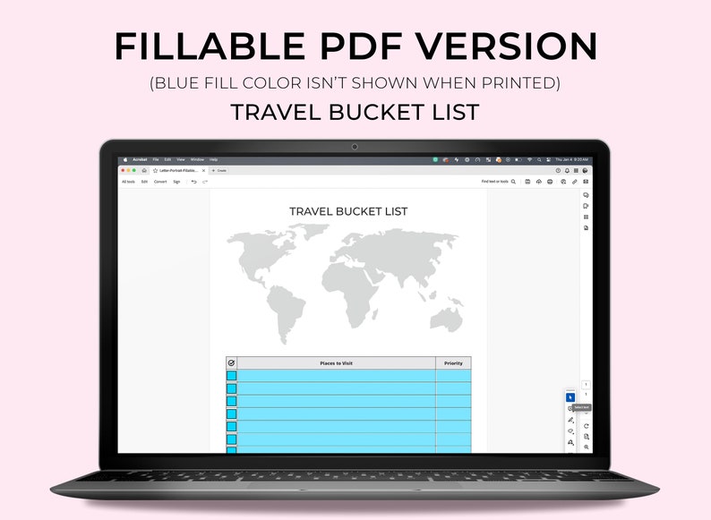 Travel Bucket List Printable, Fillable Wanderlust List, Travel to Do ...