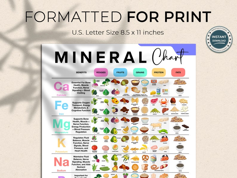 Vitamin and Mineral Charts Bundle, Your Ultimate Nutritional Guide ...