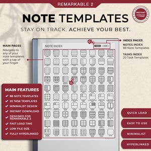 Digital Note Templates for Remarkable 2, 88 Custom Templates, Stylish ...