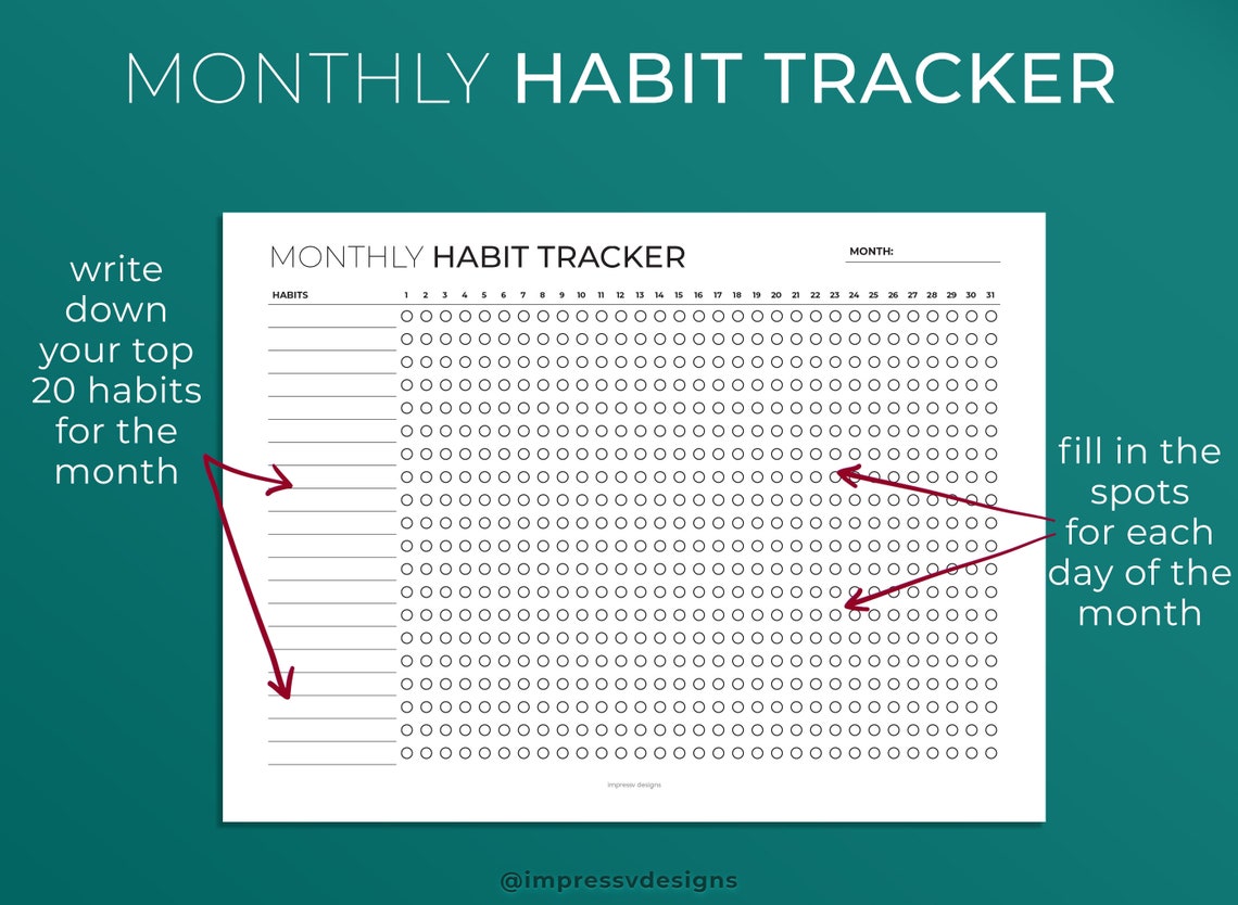 Monthly Habit Tracker Fillable & Printable Routine Planner - Etsy