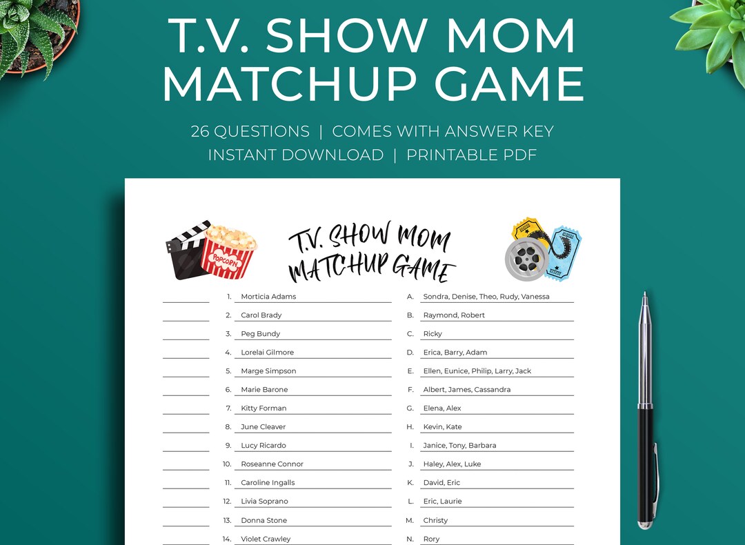Printable Mother's Day Game | TV Show Mom Matchup Game | Printable ...