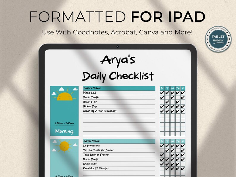 Printable & Editable Kids Daily Checklist: Fun and Organized Routine ...