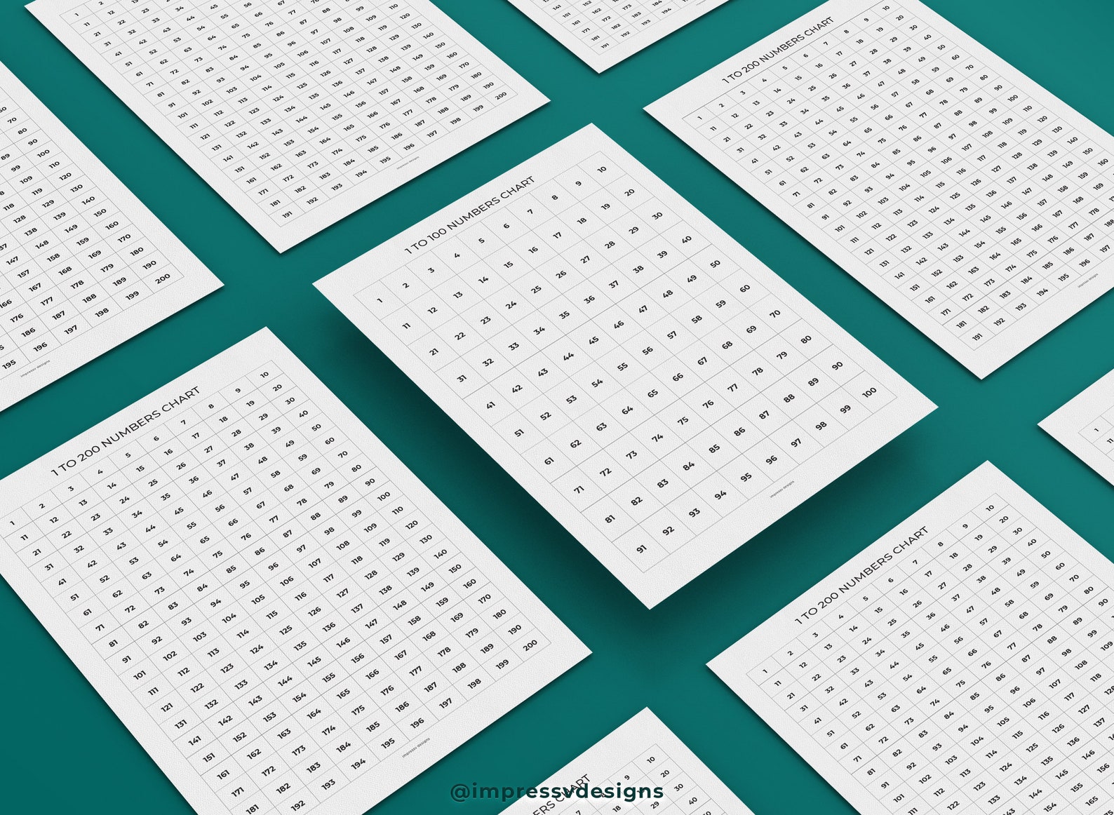 Number Chart Bundle 100 to 500 A4, A5, Half-letter, Letter Sizes ...