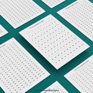 Number Chart Bundle ⦁ 100 to 500 ⦁ A4, A5, Half-letter, Letter Sizes ...
