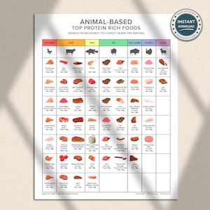 Animal Based Protein Chart, Top Protein Rich Foods, Keto Diet Meal ...