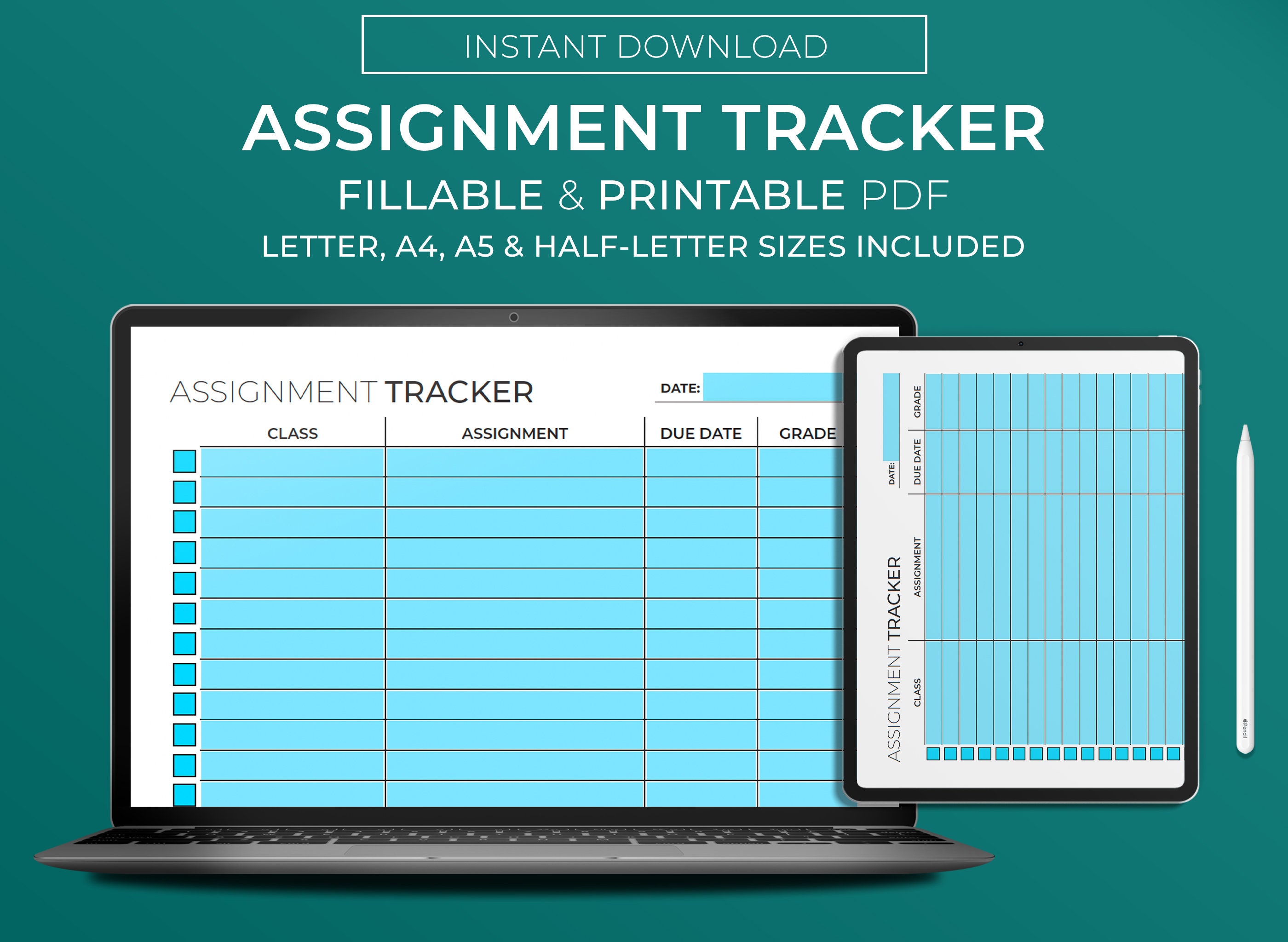 Assignment Tracker ⦁ Fillable & Printable ⦁ Assignment Planner for ...