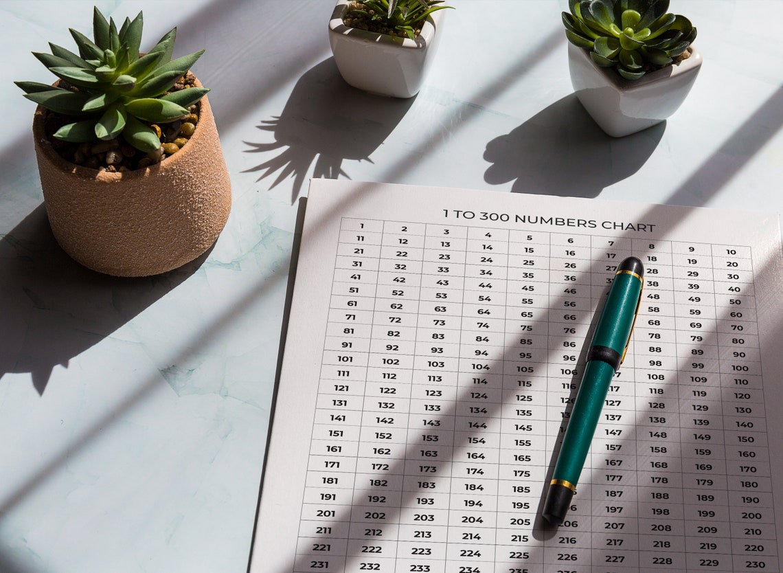 Printable 1 to 300 Number Chart A4, A5, Half-letter, Letter Sizes ...