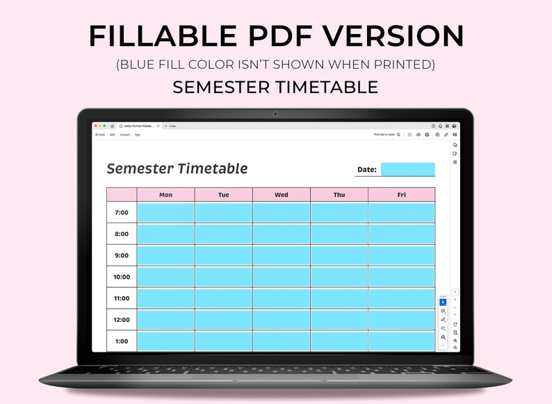 Semester Timetable Planner, Student Planner, Student Printable, Desk ...