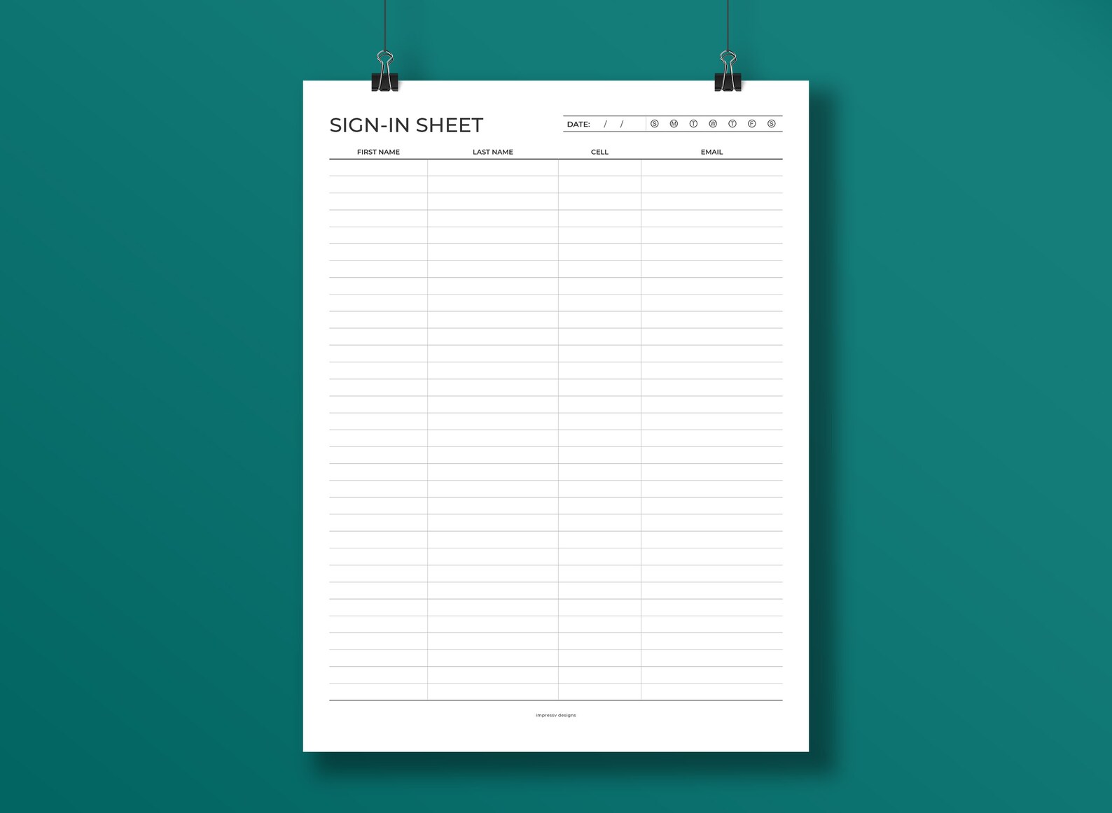 Printable Sign-in Sheet ⦁ A4, A5, Letter ⦁ Minimalist Printable ...