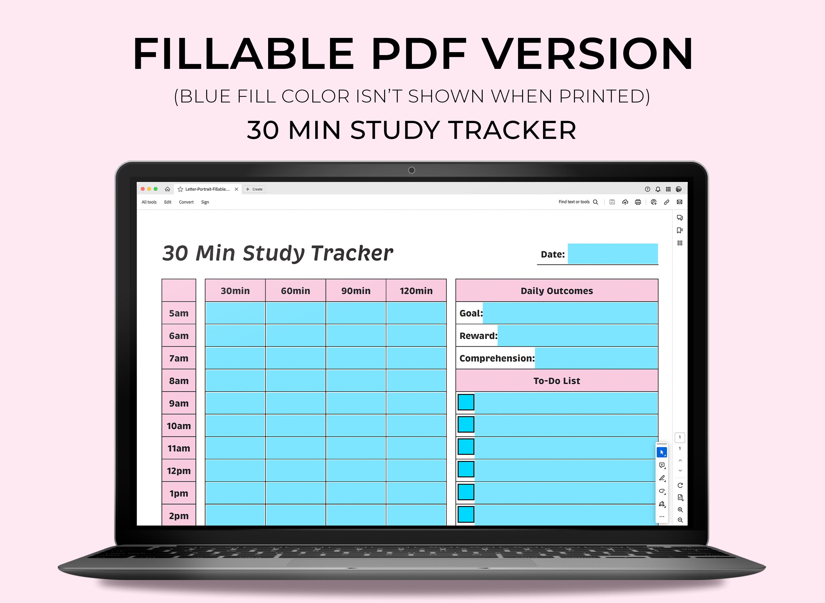 30 Min Study Tracker, Student Planner, Student Planner Printable, Desk ...